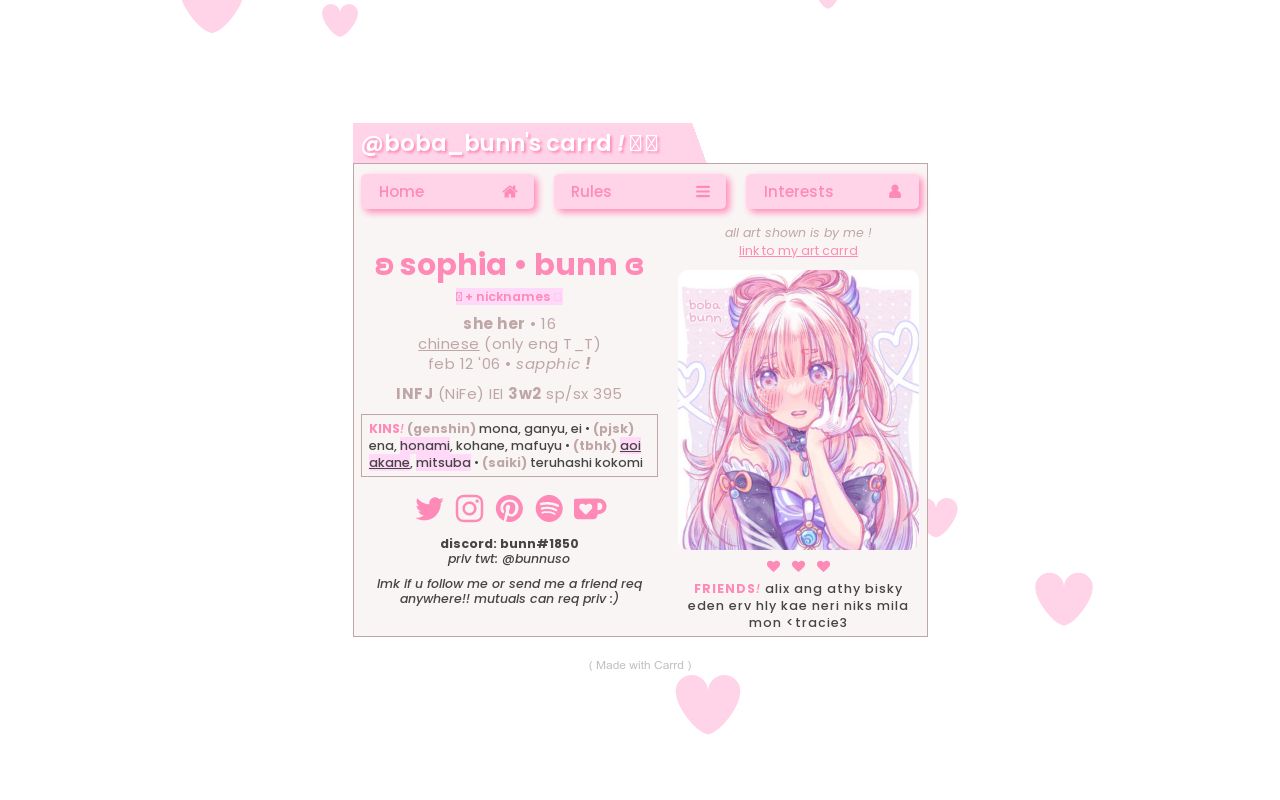 ₍ᐢ..ᐢ₎ sophia's carrd